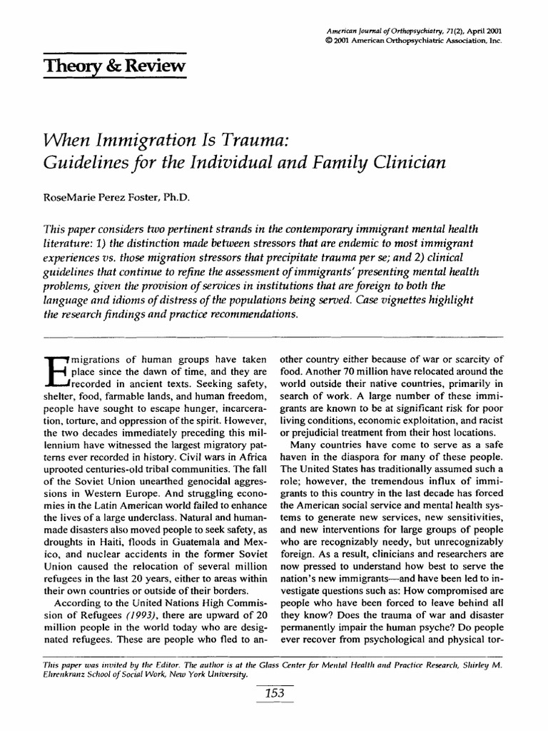 When Immigration Is Trauma | PDF
