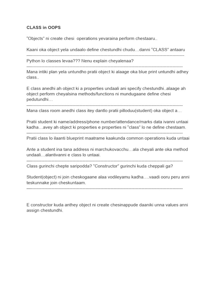 classes in OOPS | PDF