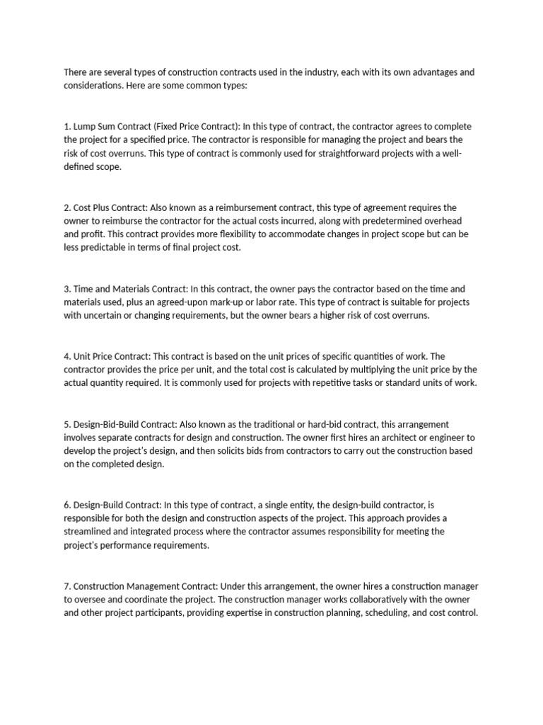 Contract Types | PDF