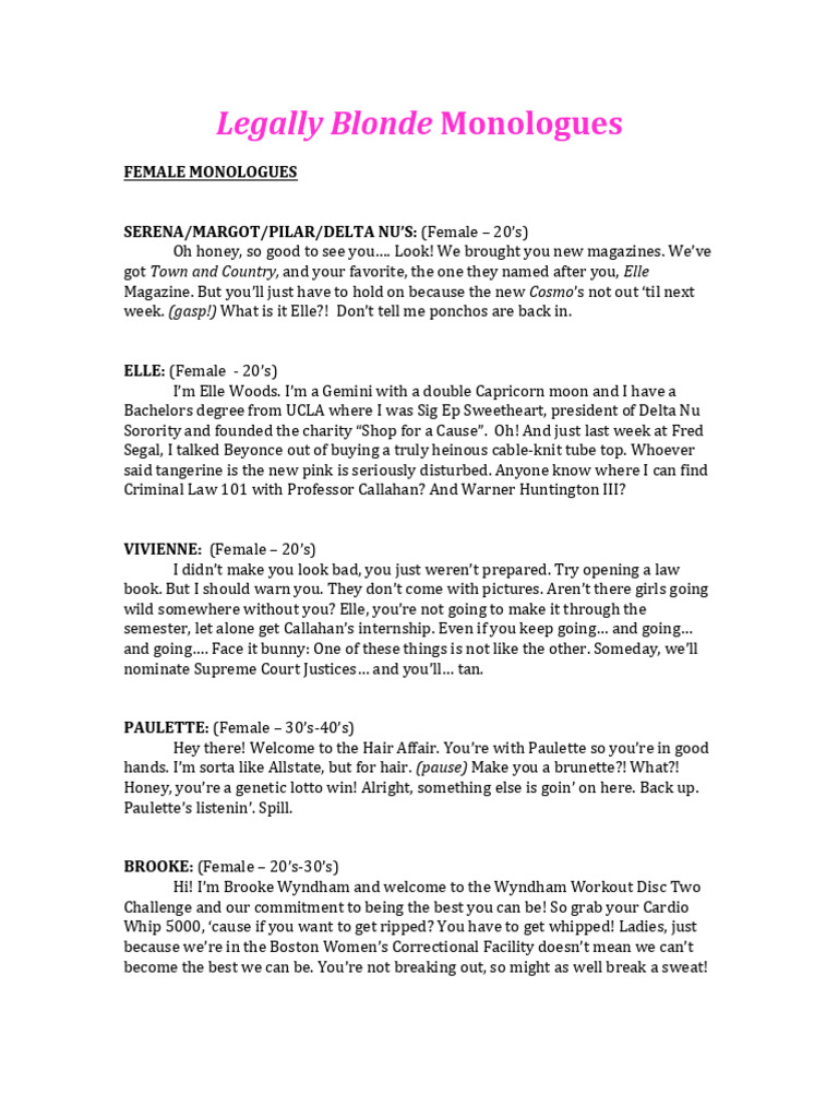 Legally Blonde Readings | PDF