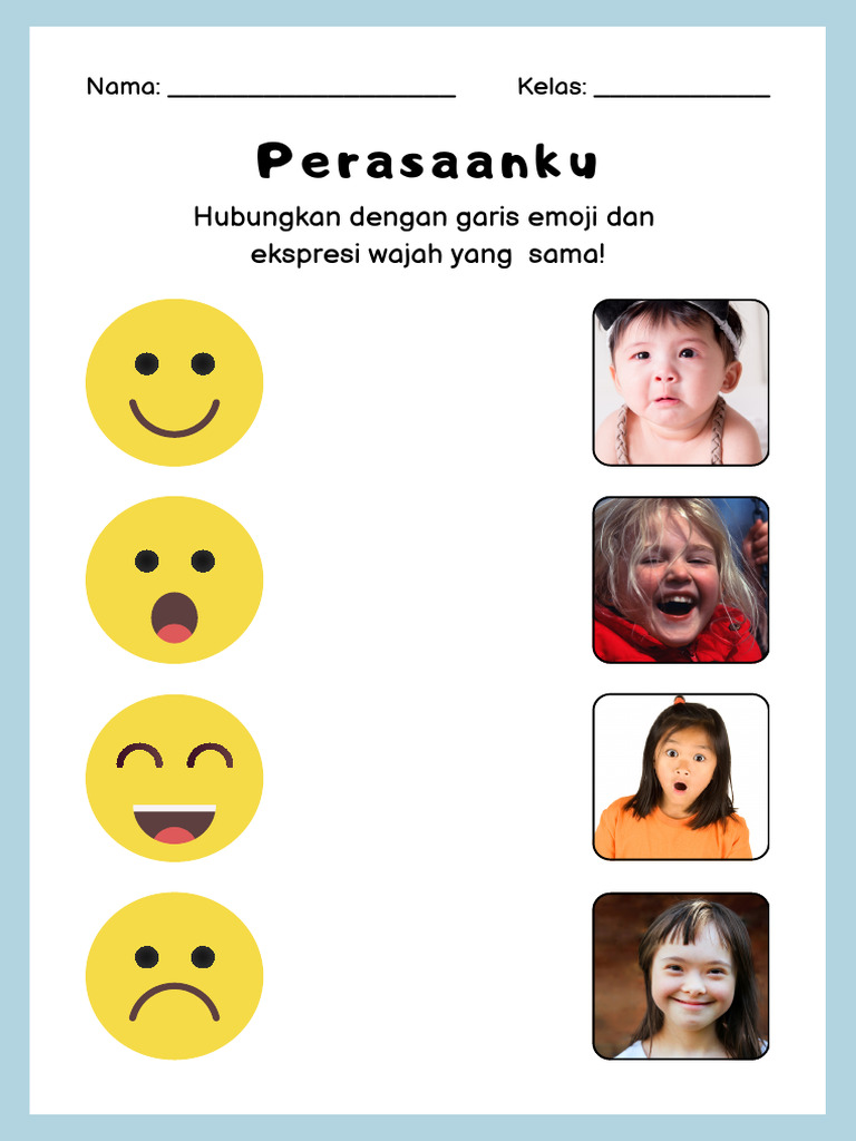 Perasaanku Lembar Kerja Biru Putih Ilustrasi | PDF
