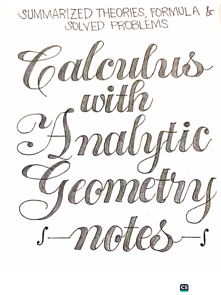 Math Calculus With Analytic Geometry Notes - Summarized Theories ...