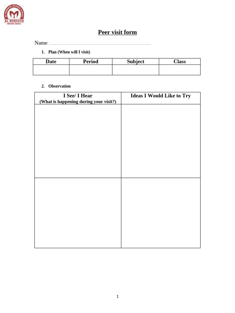 peer visit form | PDF