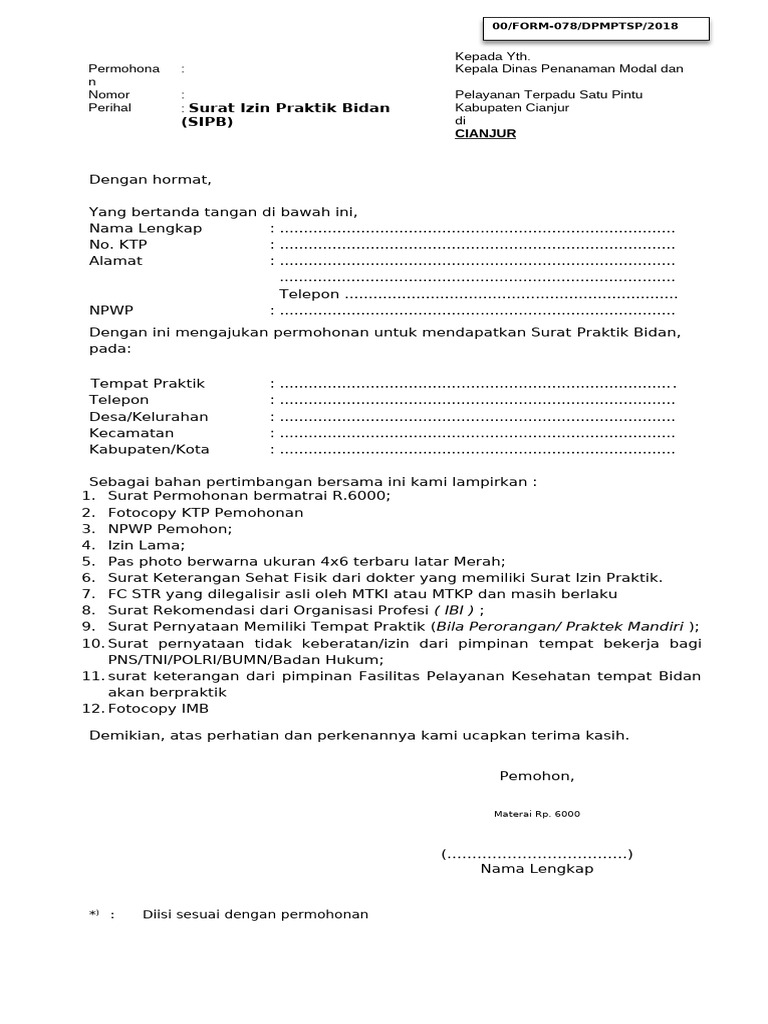 Formulir Praktek Bidan | PDF