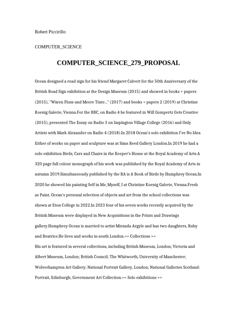 Computer Science 279 Proposal | PDF | The Arts | Travel