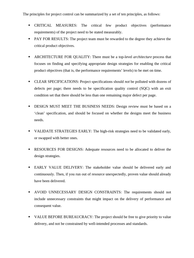 The Principles For Project Control | PDF