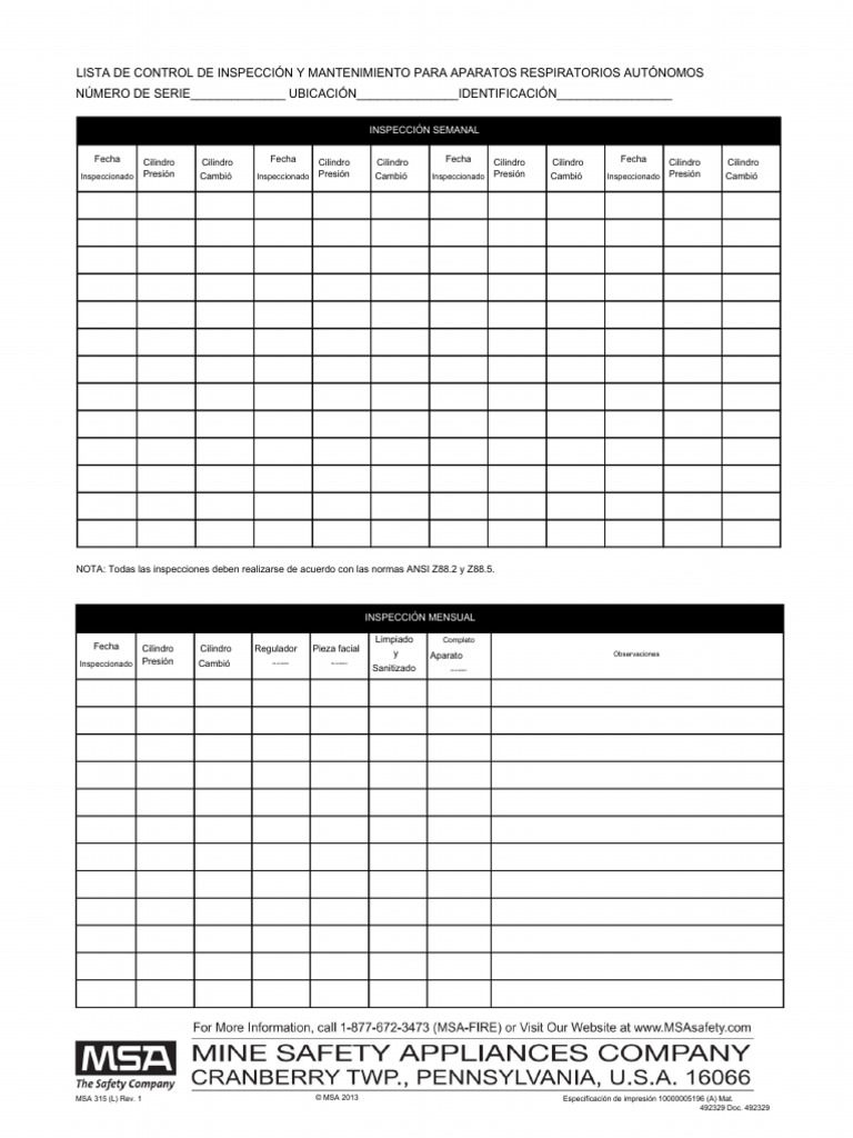 Inspeccion MSA - SCBA Español | PDF