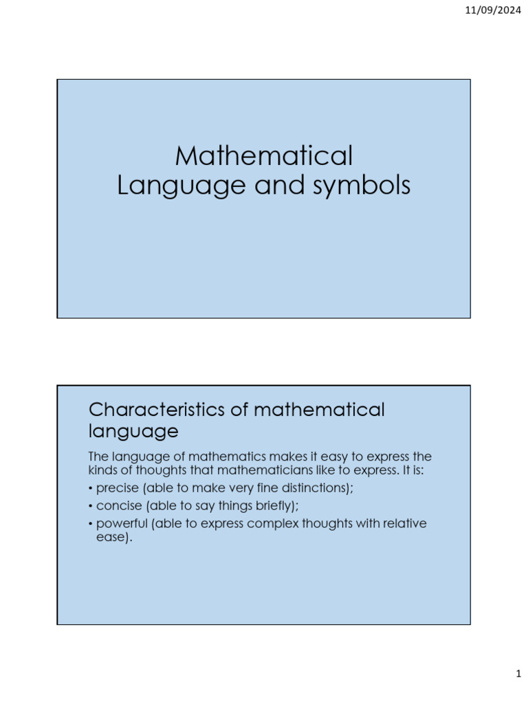 Mathematical Language | PDF
