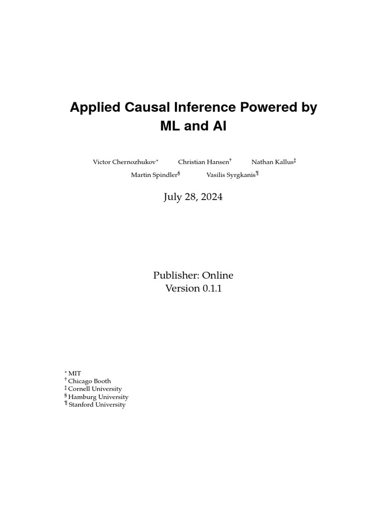 Causal Inference and ML | PDF