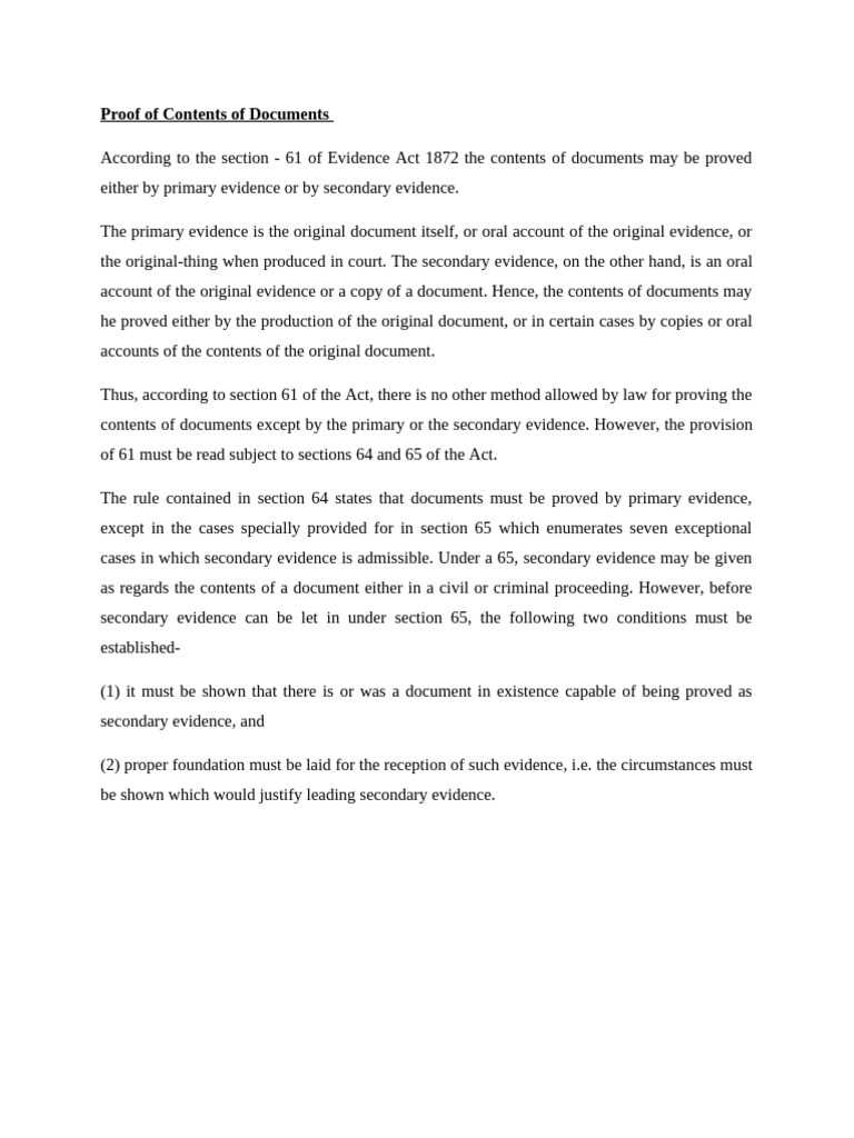 Proof of Contents of Documents | PDF