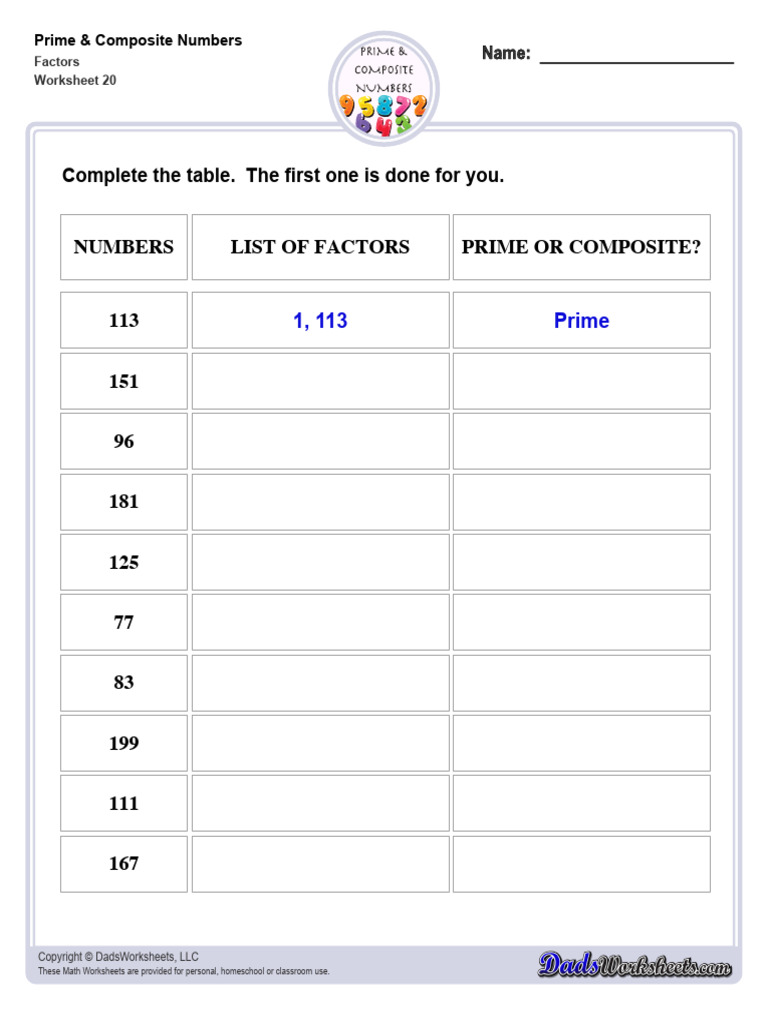 Prime and Composite Numbers Factors v4 | PDF