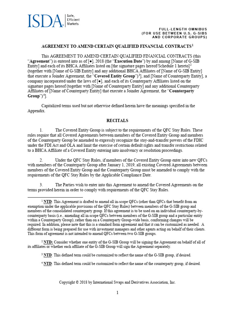 US GSIB Corporate Bilateral Amendment - English | PDF