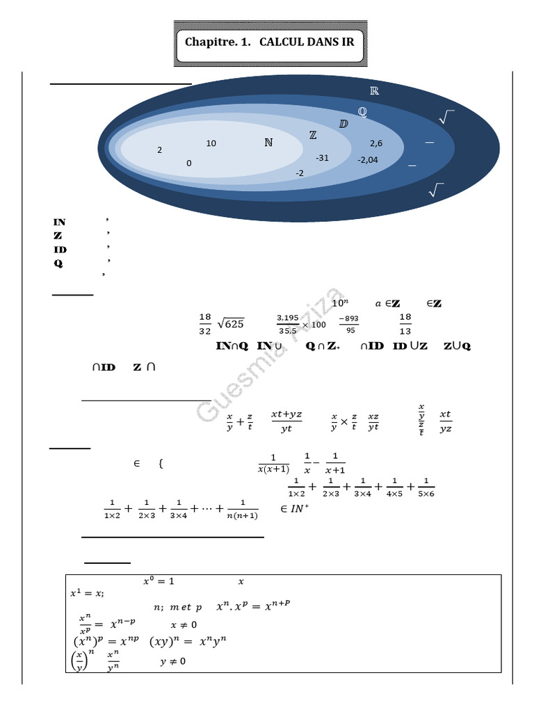 Cours - Math - CALCUL DANS IR - 2ème Sciences (2016-2017) Mme GUESMIA ...