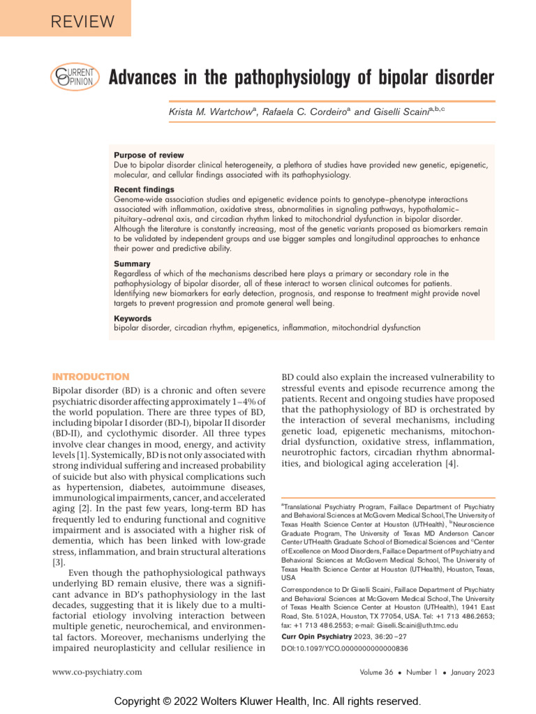 Krista M Wartchow Advances in The Pathophysiology of | PDF