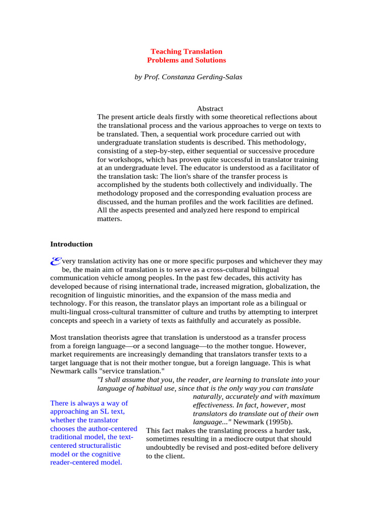 Teaching Translation problems=solutions | PDF