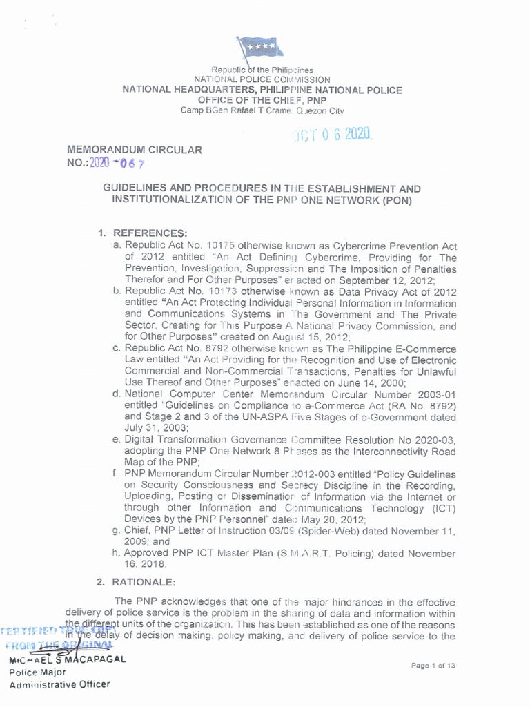 PNP Memorandum-Circular-No-2020-067 | PDF