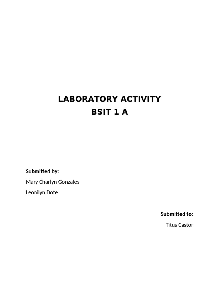 Laboratory Activity Bsit 1 A: Submitted by | PDF