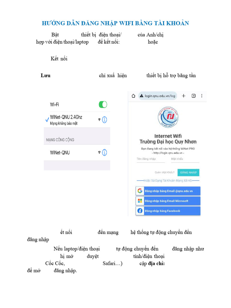 Huong Dan Su Dung Tai Khoan Dang Nhap He Thong Wifi Truong | PDF