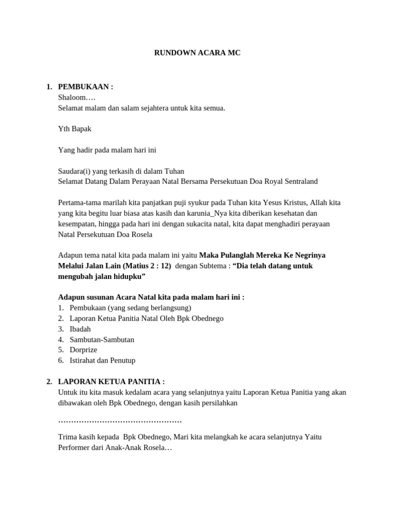 RUNDOWN ACARA MC | PDF