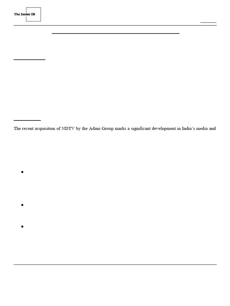 Adani Group's Rs.11000 Million Takeover of NDTV | PDF