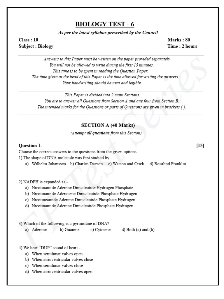 Biology FP Test 6 | PDF