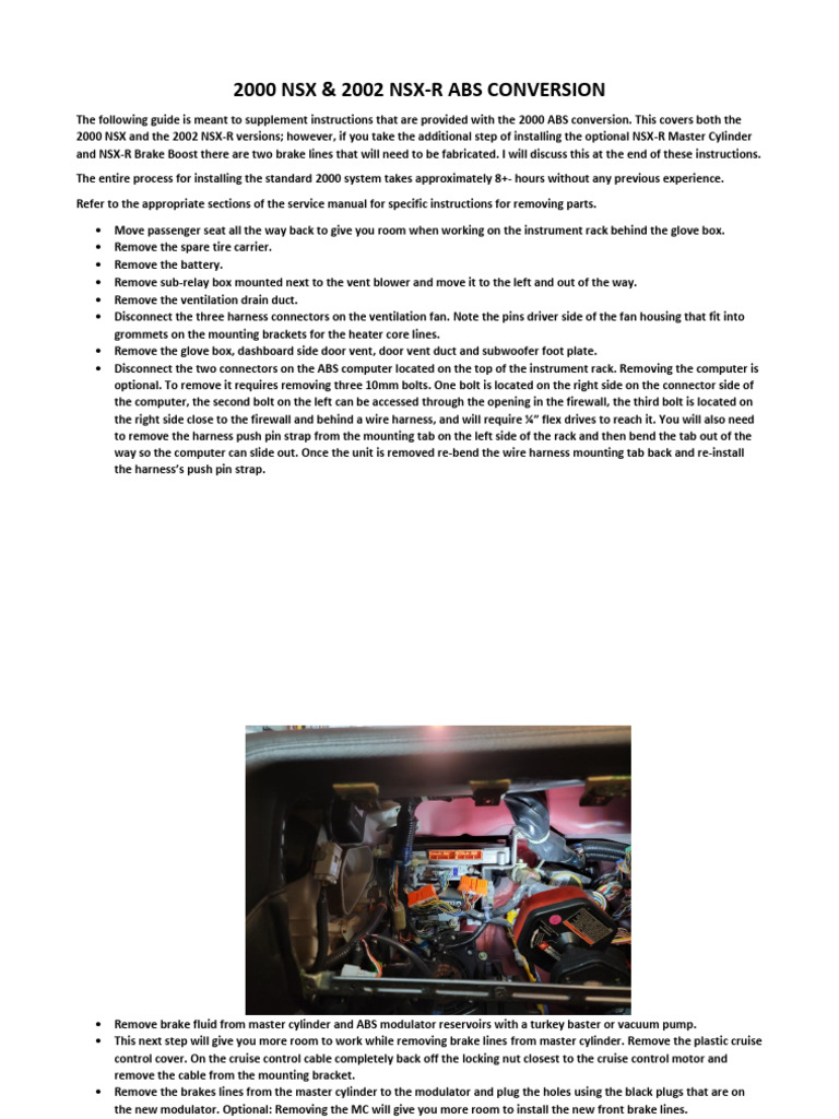 2000 NSX & 2002 NSX-R ABS Conversion Instructions | PDF
