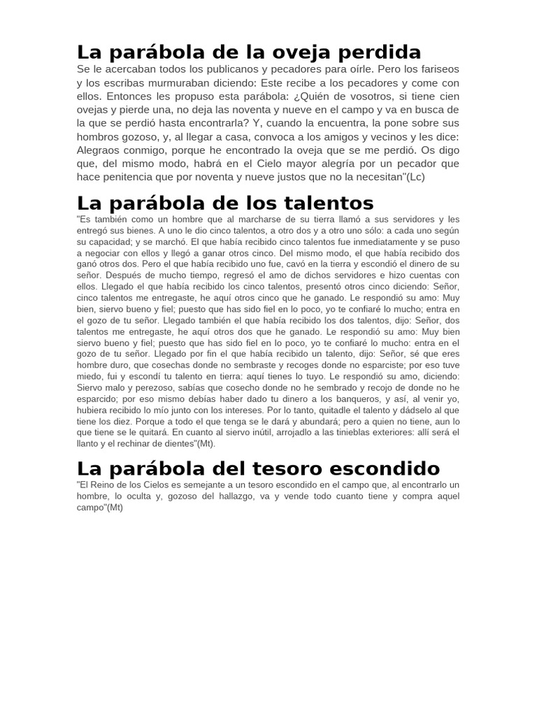 Parábolas de Jesús para Niños | PDF | Jesús | Religión y espiritualidad