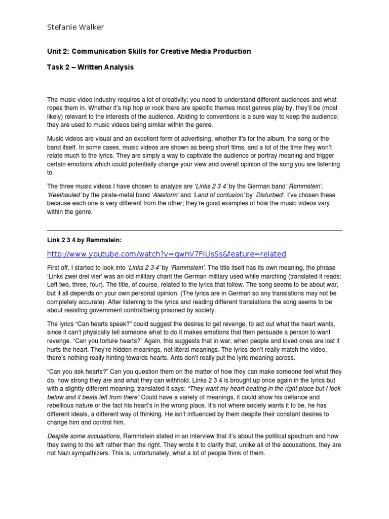 Unit 2: Communication Skills For Creative Media Production Task 2 - Written Analysis | PDF ...
