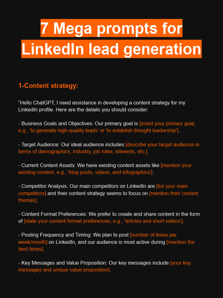 7 Mega Prompts For LinkedIn Lead Generation | PDF