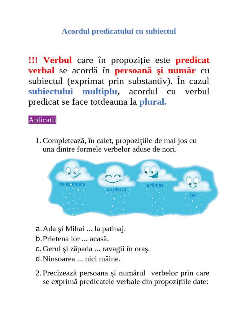 Acordul Predicatului Cu Subiectul | PDF