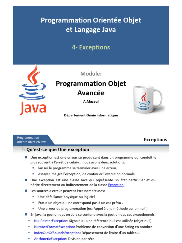 4 - Cours Java - Exceptions | PDF