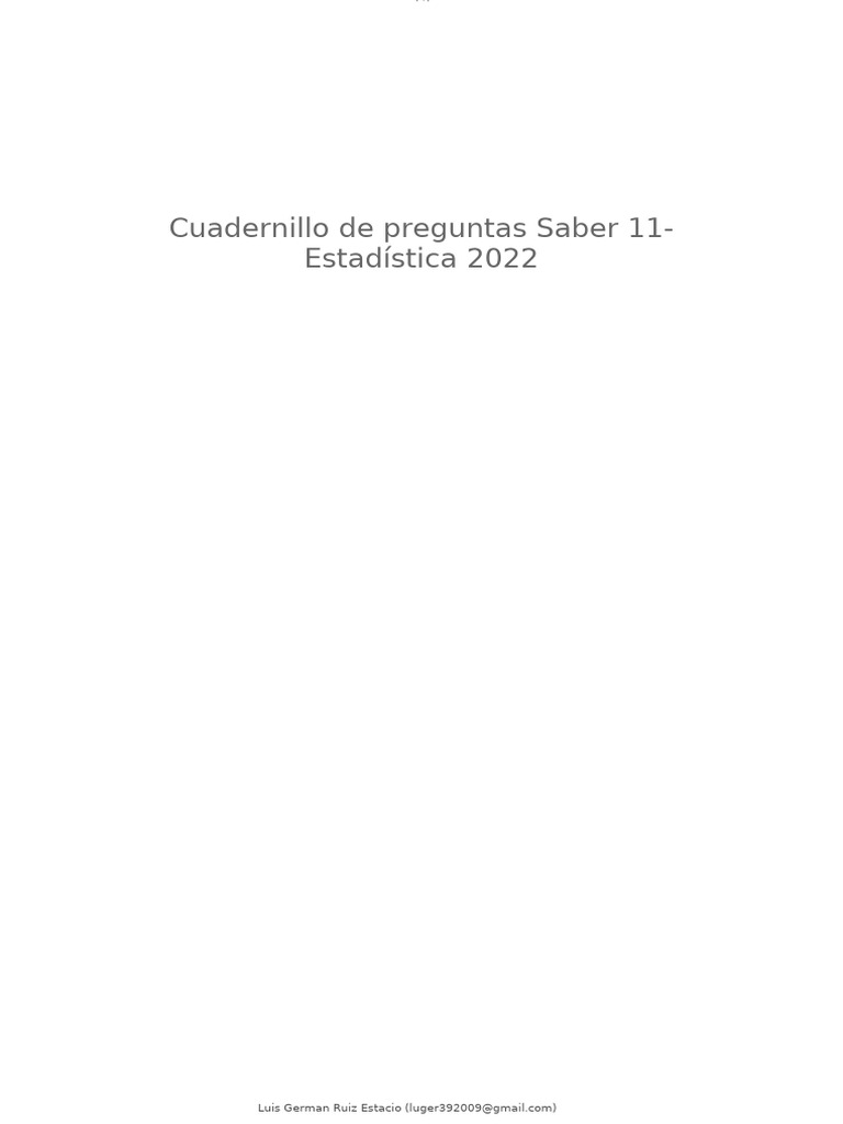Cuadernillo de Preguntas Saber 11 Estadistica 2022 | PDF