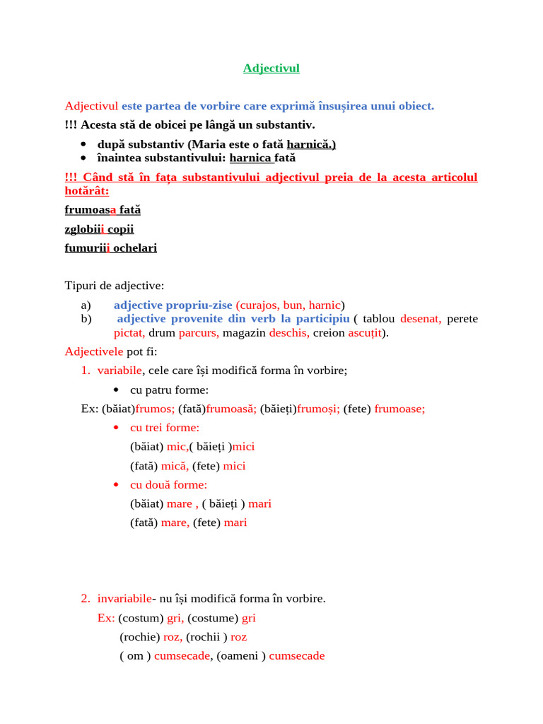 Adjectivul | PDF