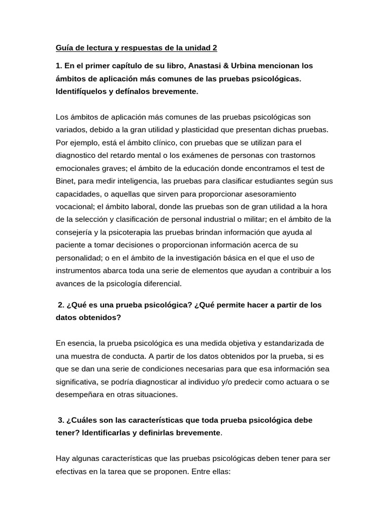 Guía de Lectura Unidad 2 | PDF