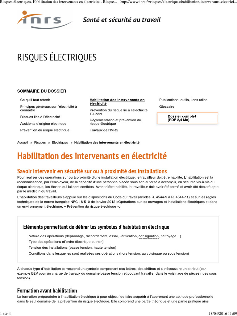 Risques Électriques Habilitation | PDF