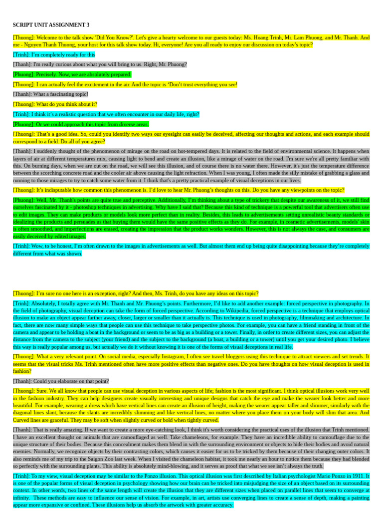 Script Unit Assignment 3 | PDF