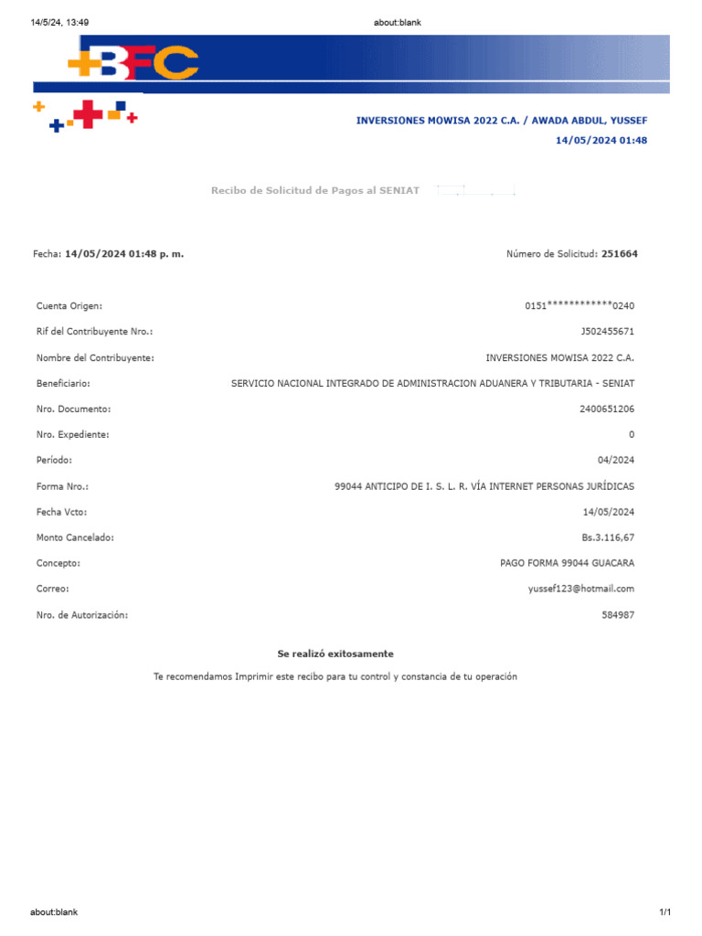 Pago Forma 99044 Guacara | PDF