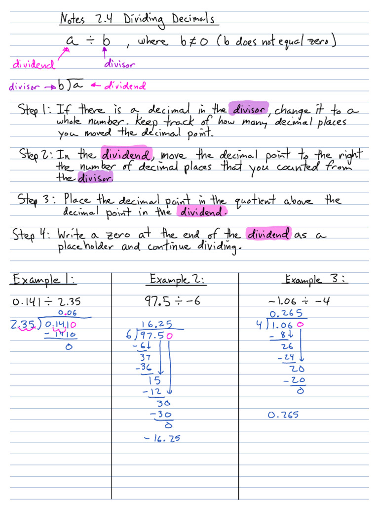 M7 2.4b Dividing Decimals | PDF