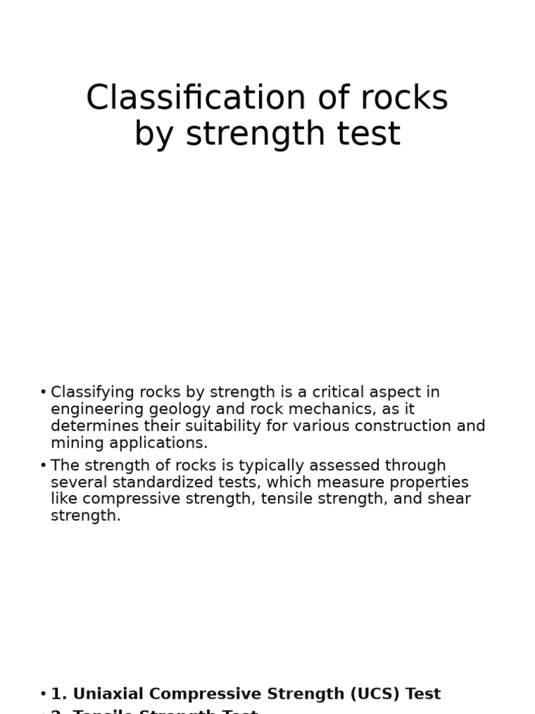 Classification of Rocks by Strength Test, Hardness Classification | PDF