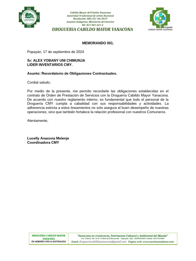 MEMORANDO CAMBIO DE PUESTO DE TRABAJO | PDF