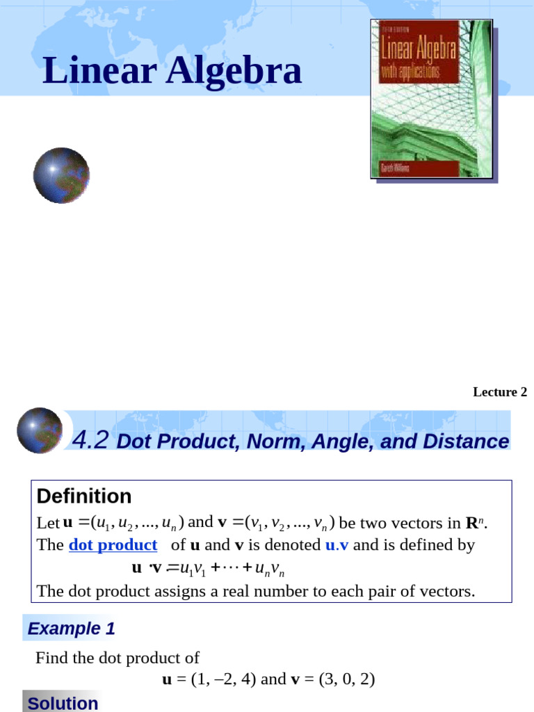 Lec02 Linear Algebra | PDF | Euclidean Vector | Norm (Mathematics)