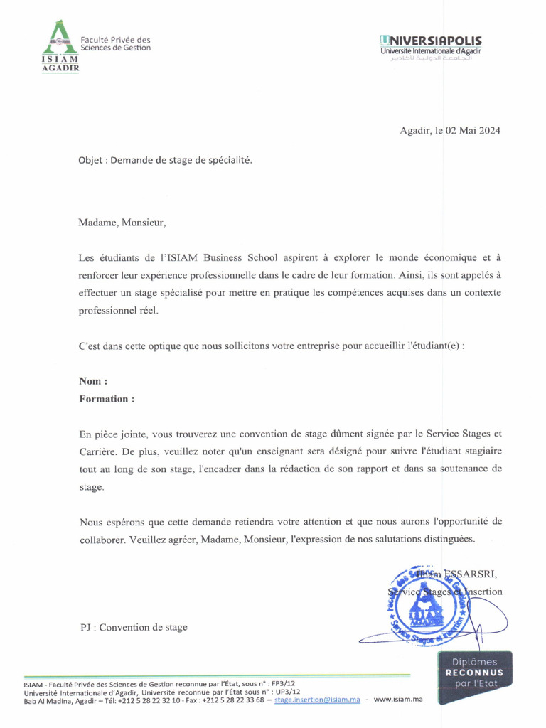 Demande de Stage | PDF