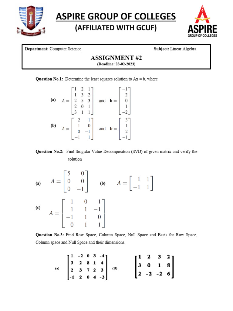 Assignment 2 LA | PDF