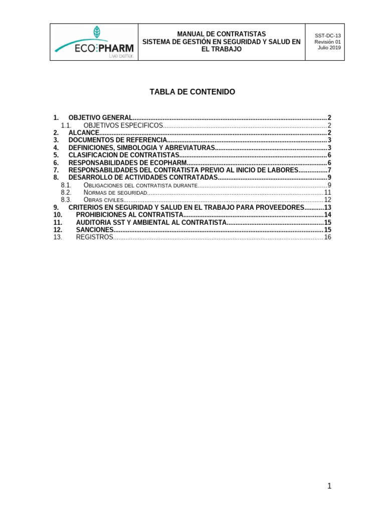 DC13 MANUAL DE SEGURIDAD PARA CONTRATISTAS | PDF