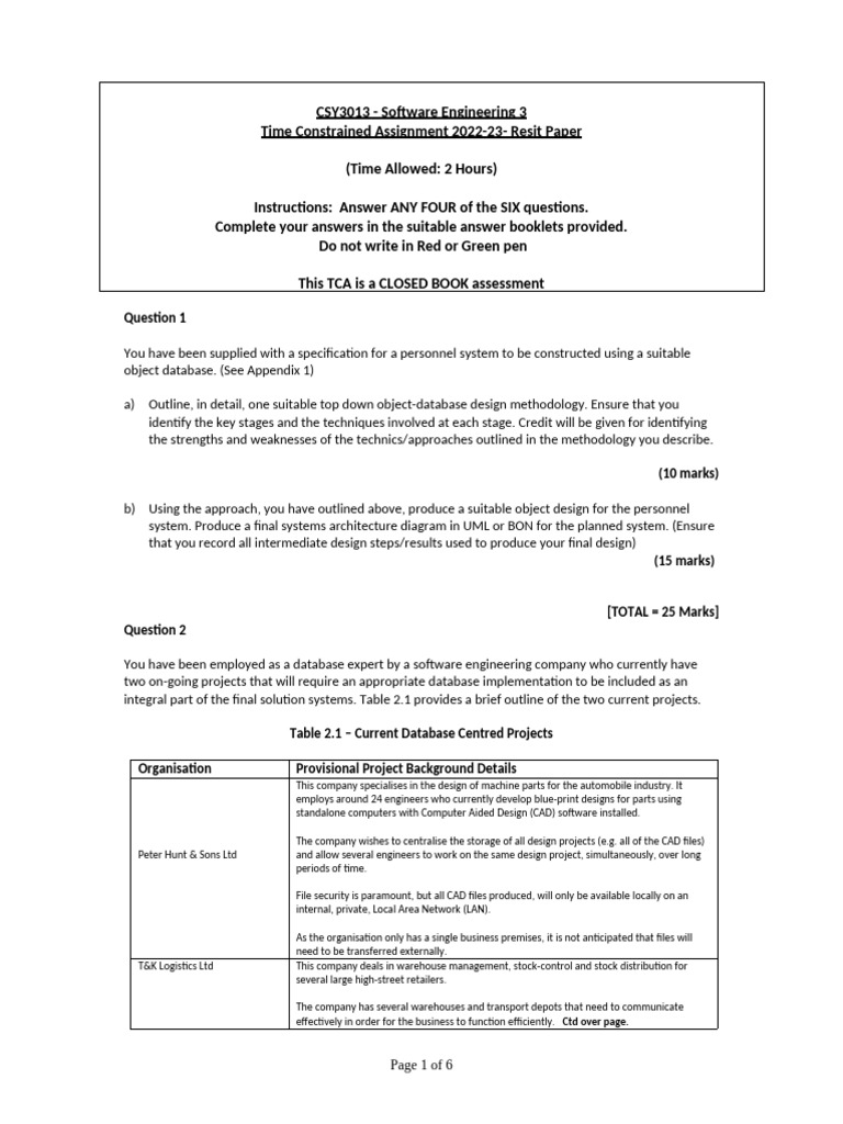 Csy3013 Tca 2022-2023 | PDF