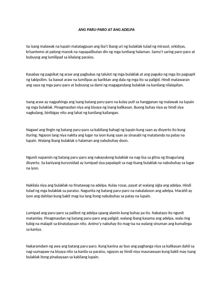Ang Paru-Paro at Ang Adelpa | PDF