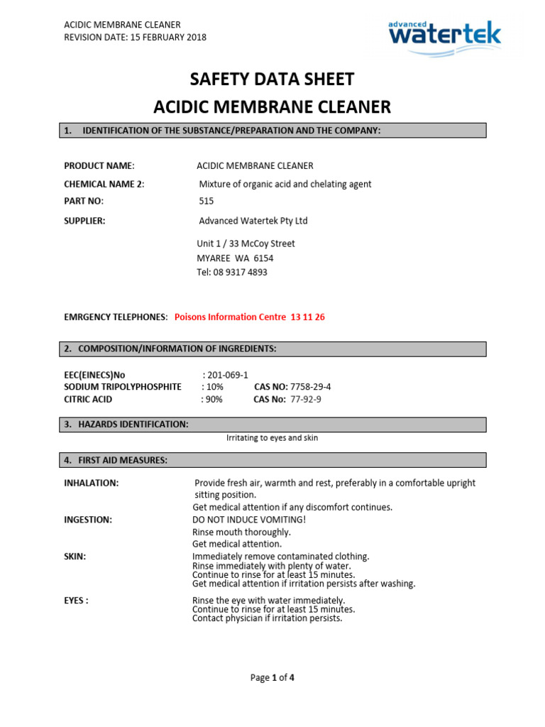 701ROC-003_acidic_membrane_cleaner_sds | PDF