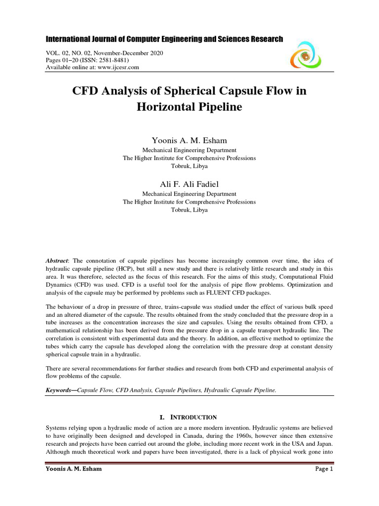 CFD Analysis of Spherical Capsule Flow in Horizontal Pipeline | PDF | Fluid Dynamics ...