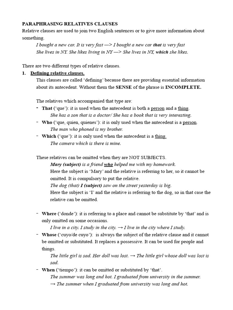 Relative Clauses | PDF | Semantics | Semantic Units