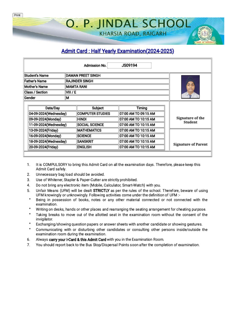 Admit Card 24 | PDF